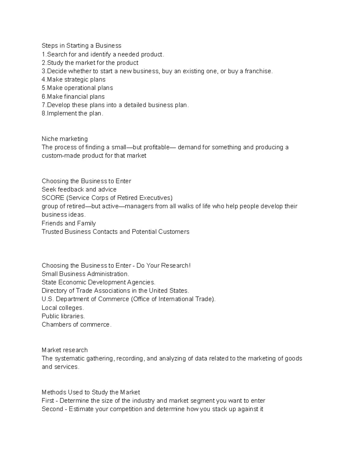 Small Business Management (Chapter 5) Definitions - Steps in Starting a ...