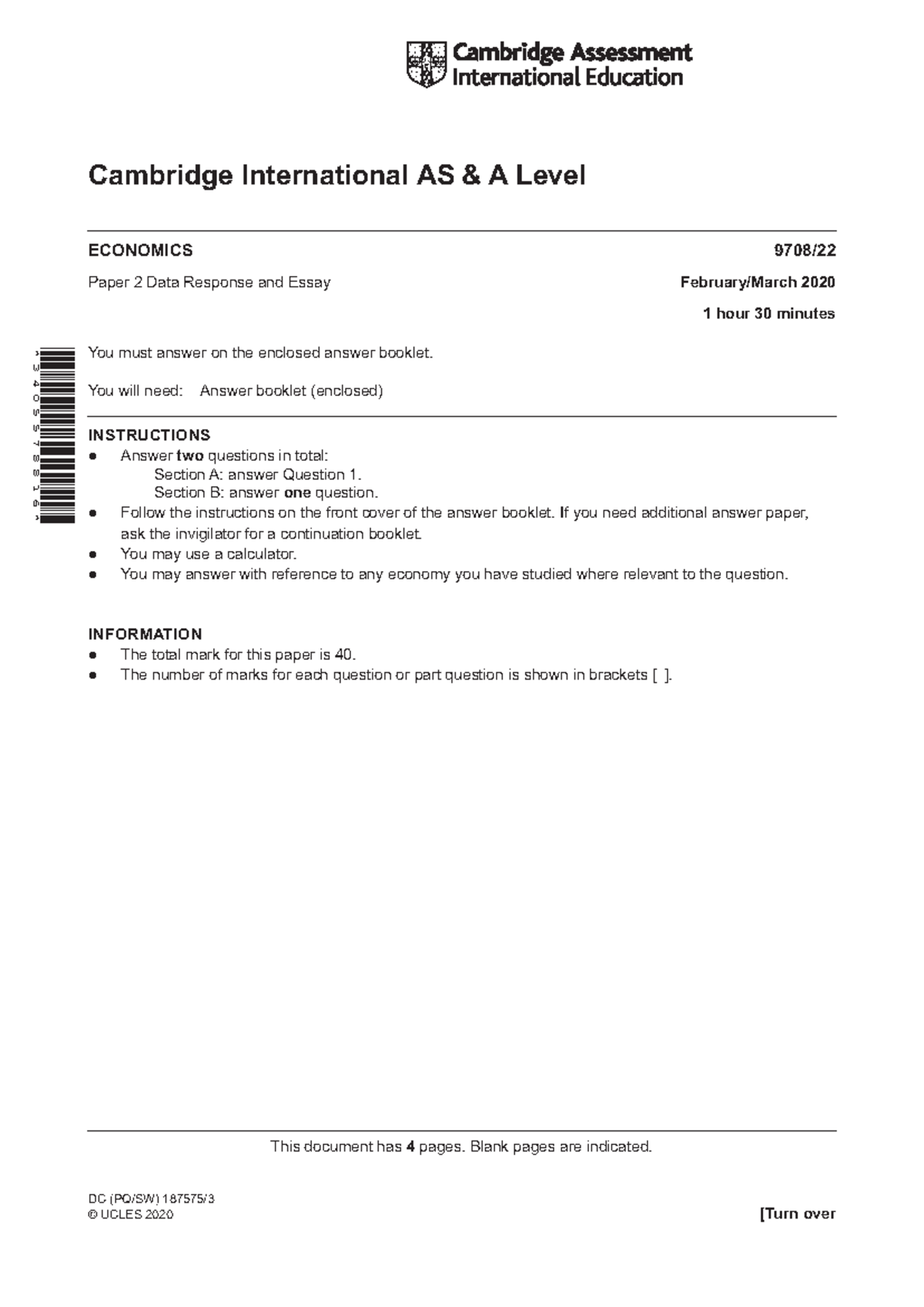 9708 m20 qp 22 - Notes - Cambridge International AS & A Level 3 4 0 5 5 ...