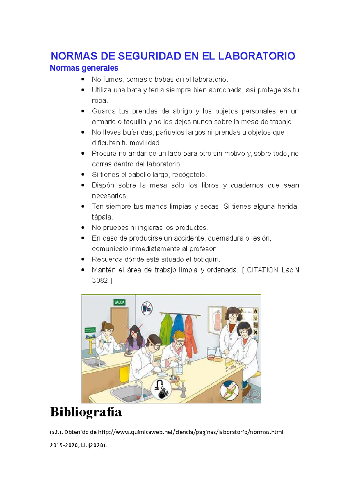 Normas de Seguridad en el Laboratorio de química analítica - NORMAS DE ...