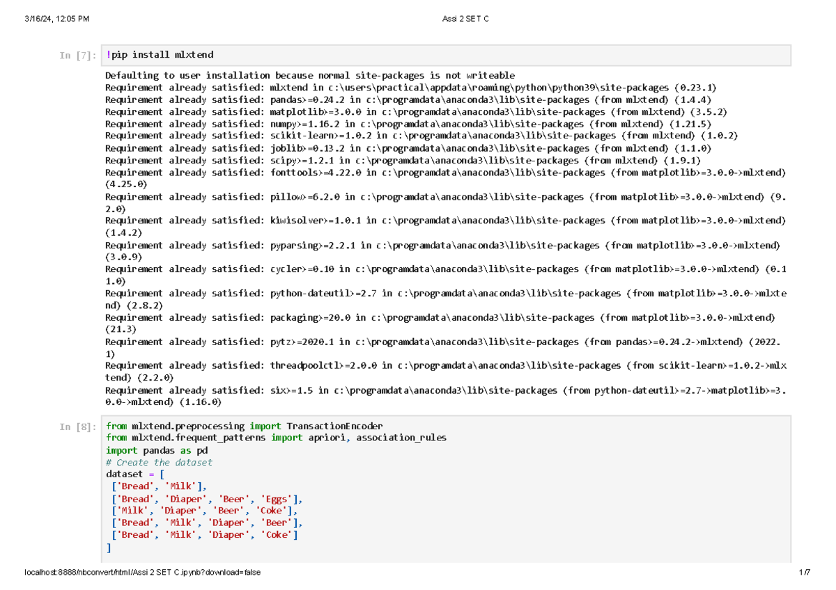 Assignment 2 Set C - is it helpful - Defaulting to user installation because normal site ...