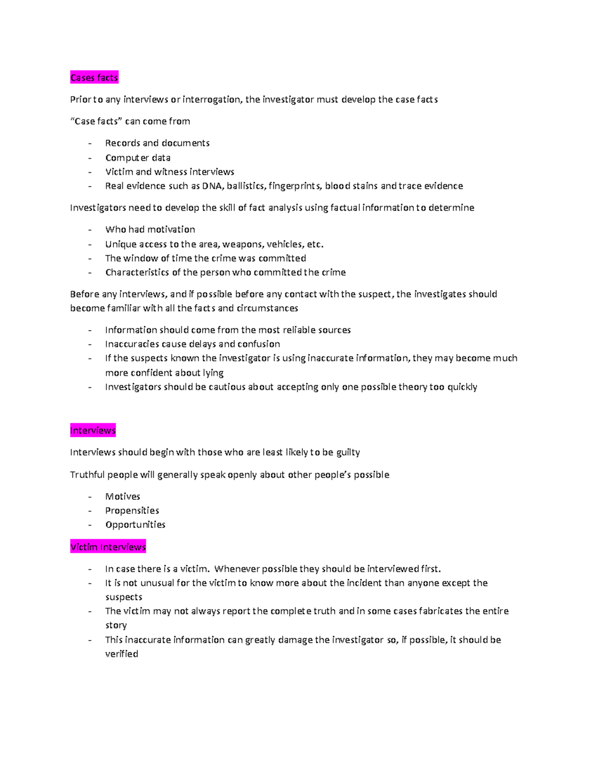 Chapter 2 obtaining and evalutating factual info - Cases facts Prior to ...