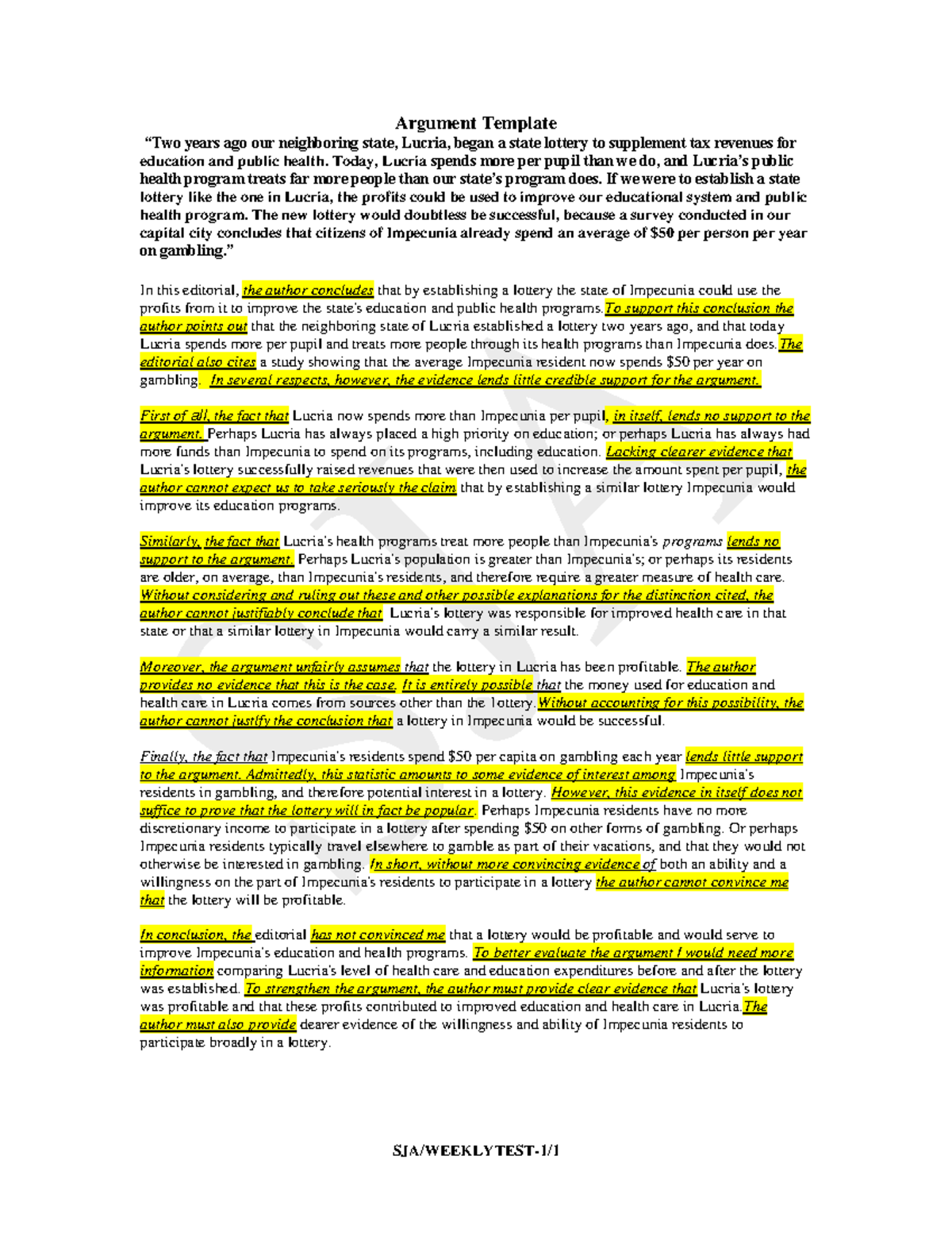 AWM template - Study material - SJA/WEEKLYTEST-1/ Argument Template ...