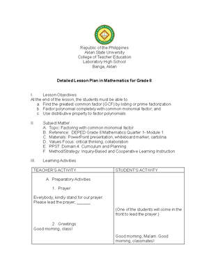 Detailed Lesson Plan - Classify sentences according to their uses. 2 ...