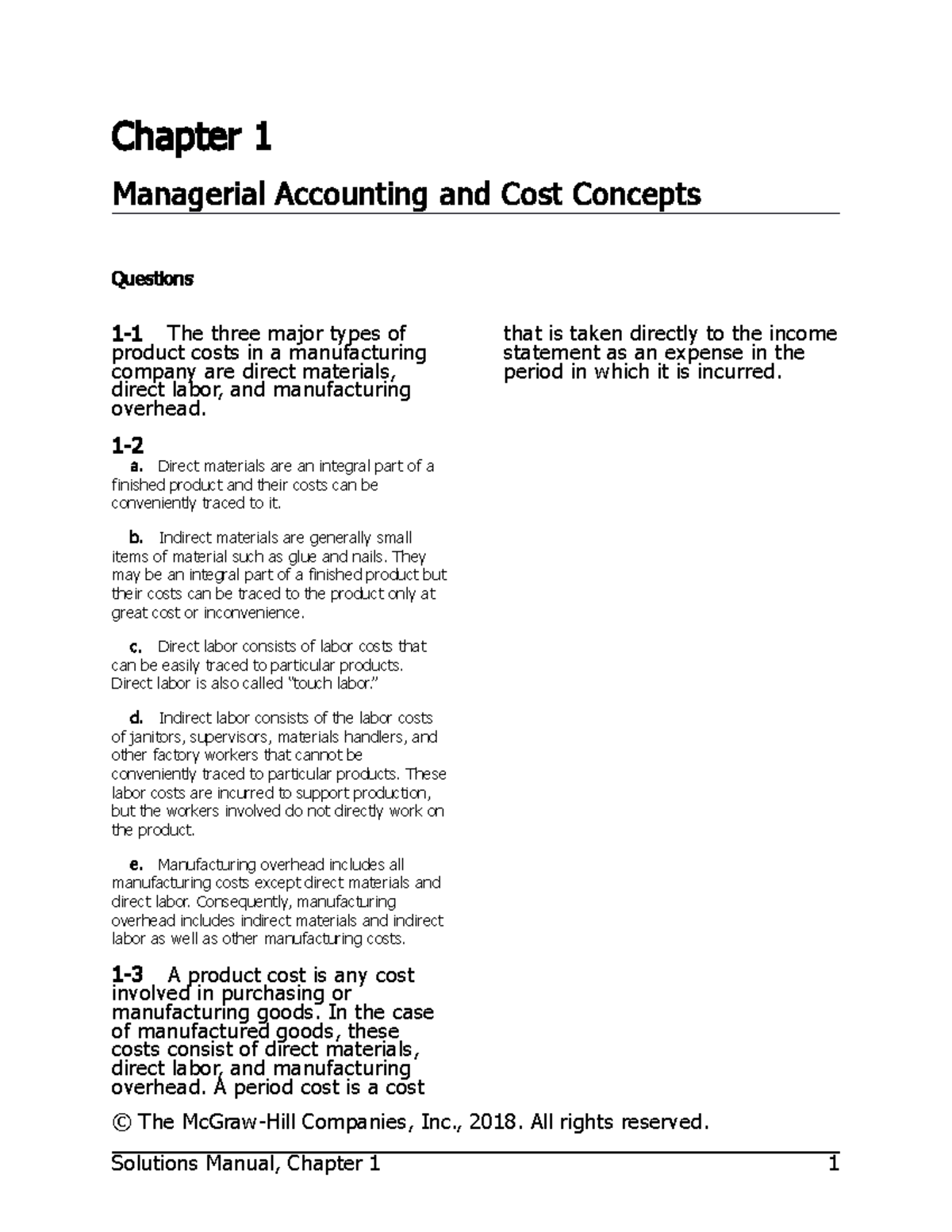 Managerial Accounting Garrision 16e chapter 1 - Chapter 1 Managerial ...