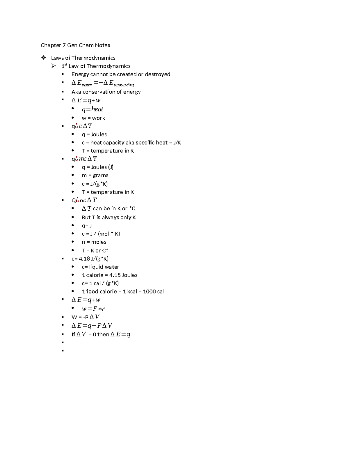 Chapter 7 Gen Chem Notes - Chapter 7 Gen Chem Notes Laws of ...