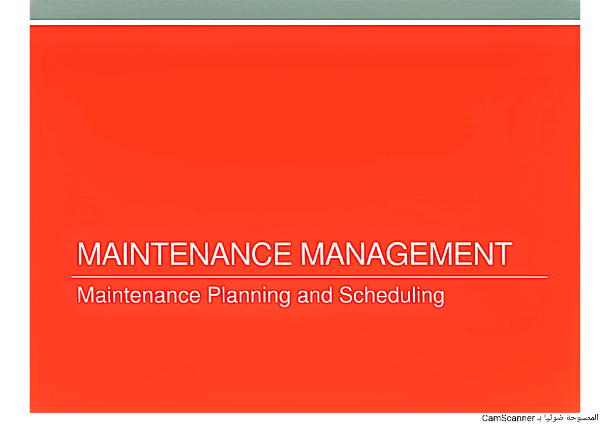 P9 - Maintenance management - Studocu