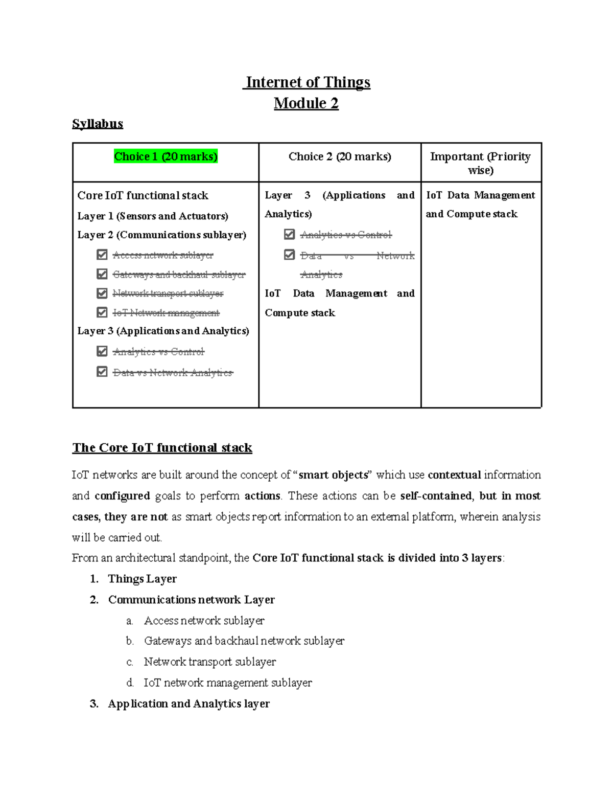 Io T Module 2 - Internet of Things Module 2 Syllabus Choice 1 (20 marks ...