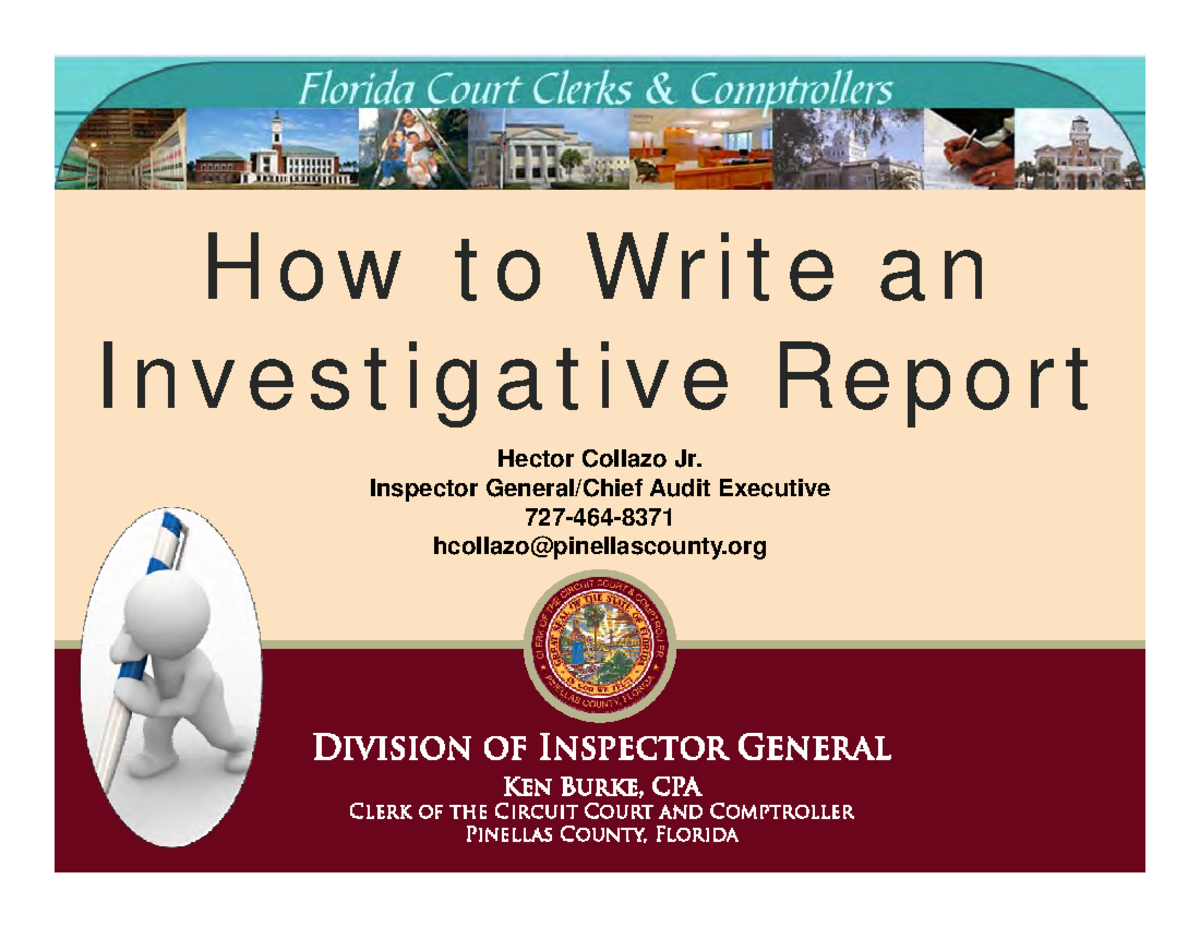 How to write an Investigative report. It is a great help - How to Write ...