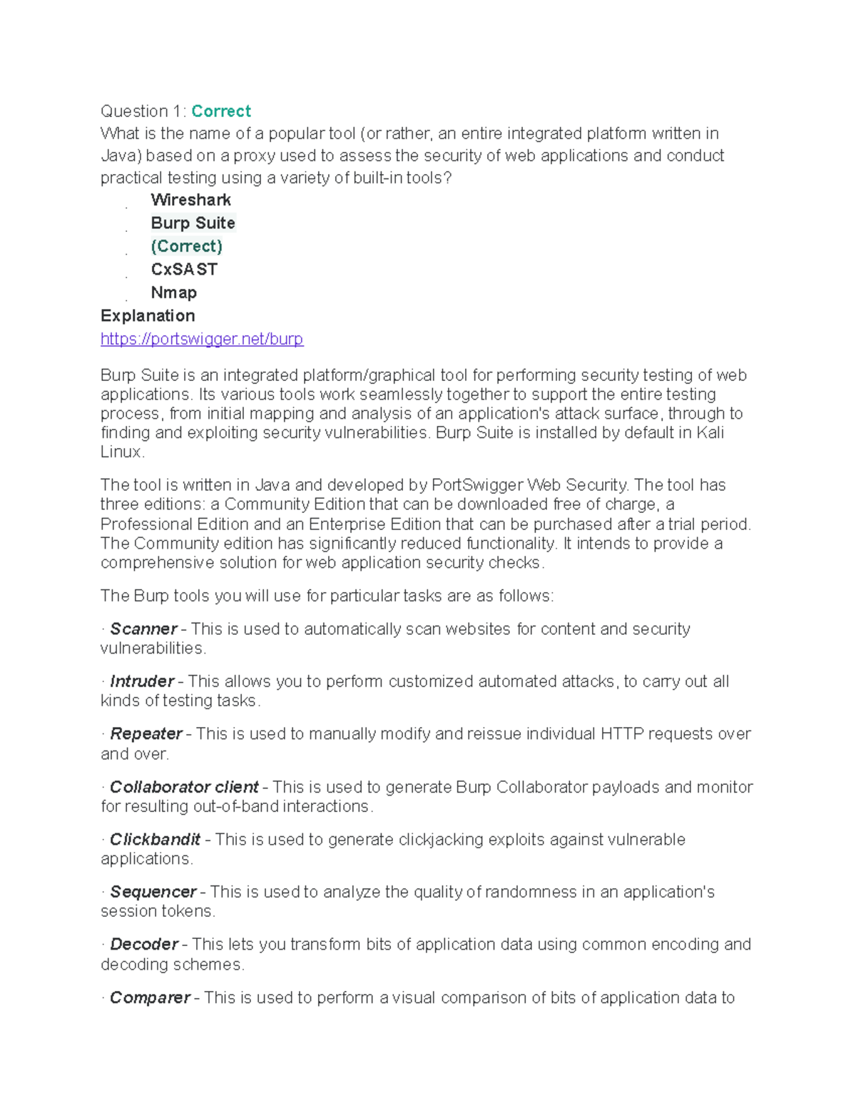 CEH Study Guide - Question 1: Correct What is the name of a popular ...