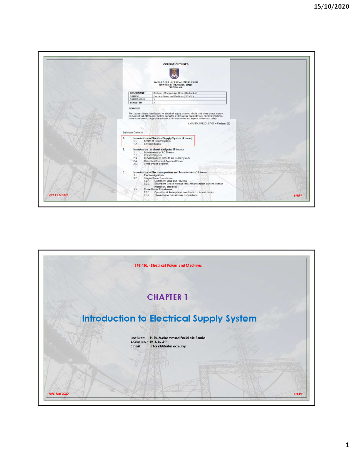 Electrical chapter 1 - Electric notes - Title Lorem Ipsum MFS Feb 2020 ...