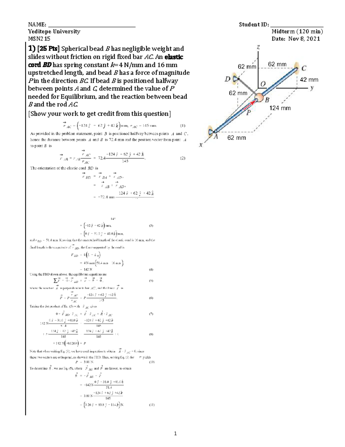 Midterm-I Solutions - NAME ...