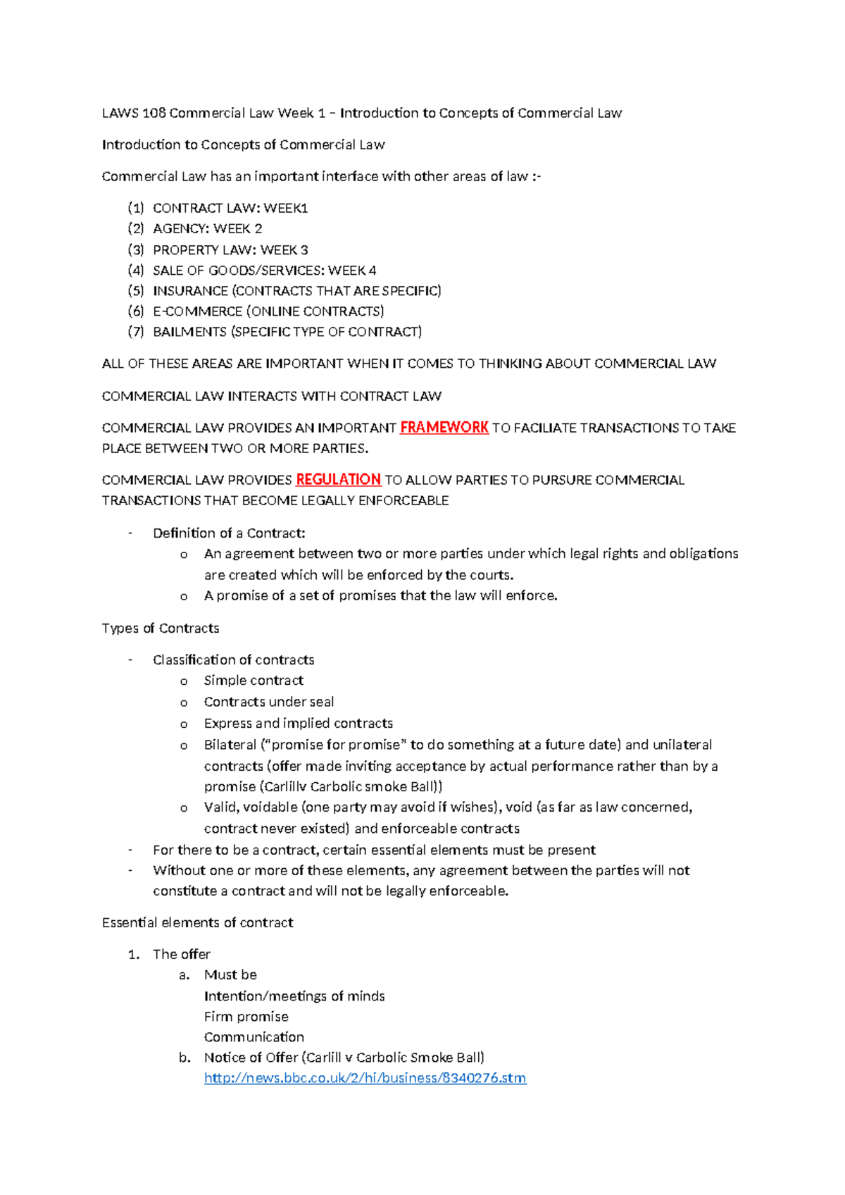 LAWS 108 Commercial Law Week 1 - LAWS 108 Commercial Law Week 1 – Introduction to Concepts of ...