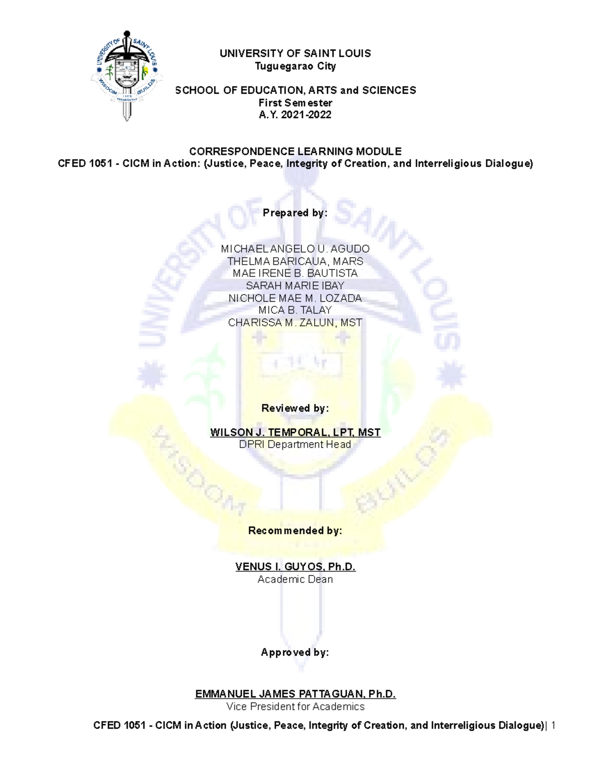 CFED 5 Module Week 7 - hehe - UNIVERSITY OF SAINT LOUIS Tuguegarao City ...