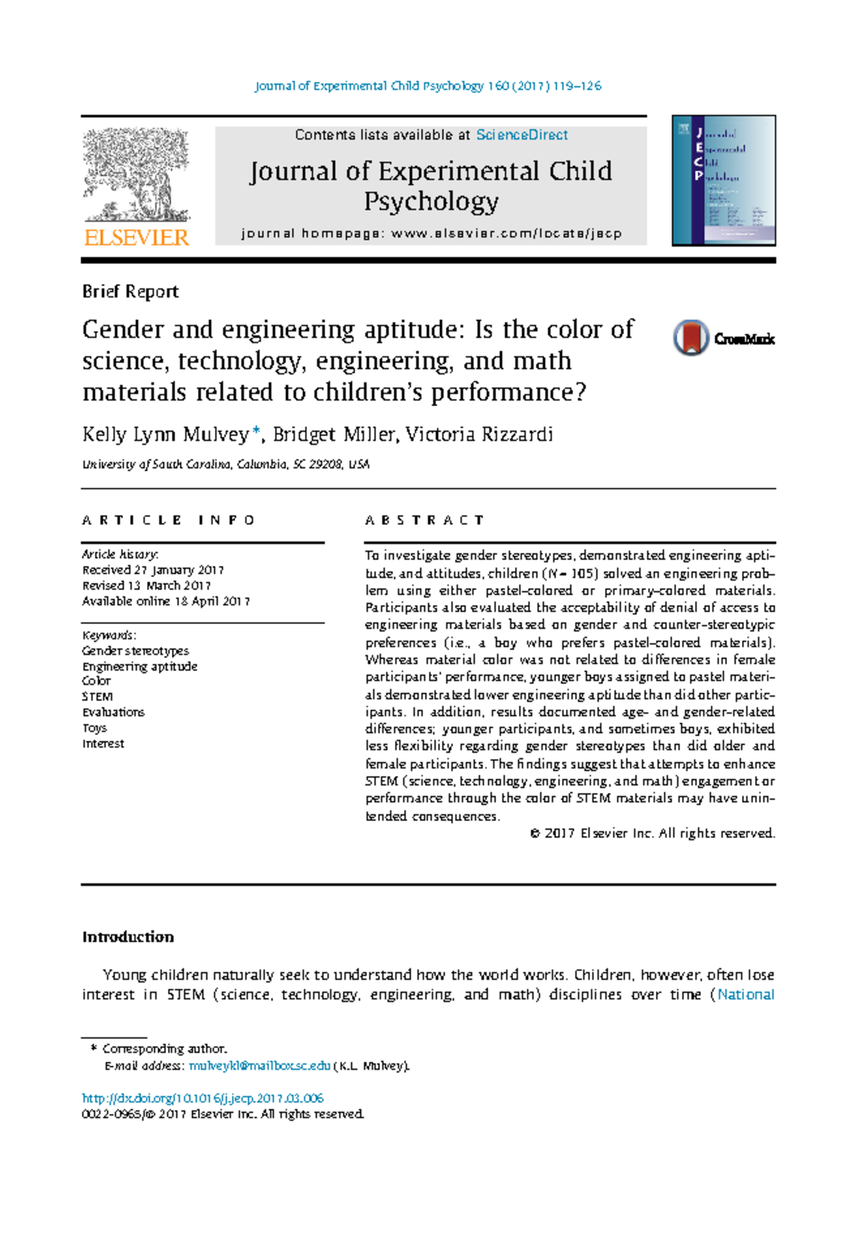 Gender and engineering aptitude Is the color of science, technology ...