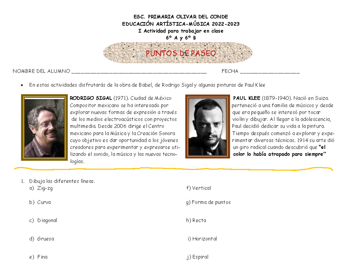 I. 6 A y 6 BActividad en clase 2022-23 - ESC. PRIMARIA OLIVAR DEL CONDE ...