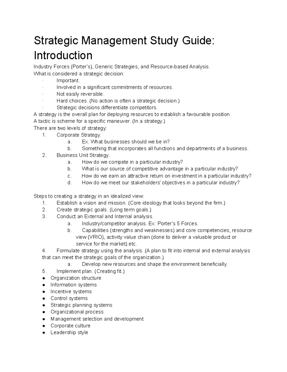 Strategic Management Study Guide - Strategic Management Study Guide ...