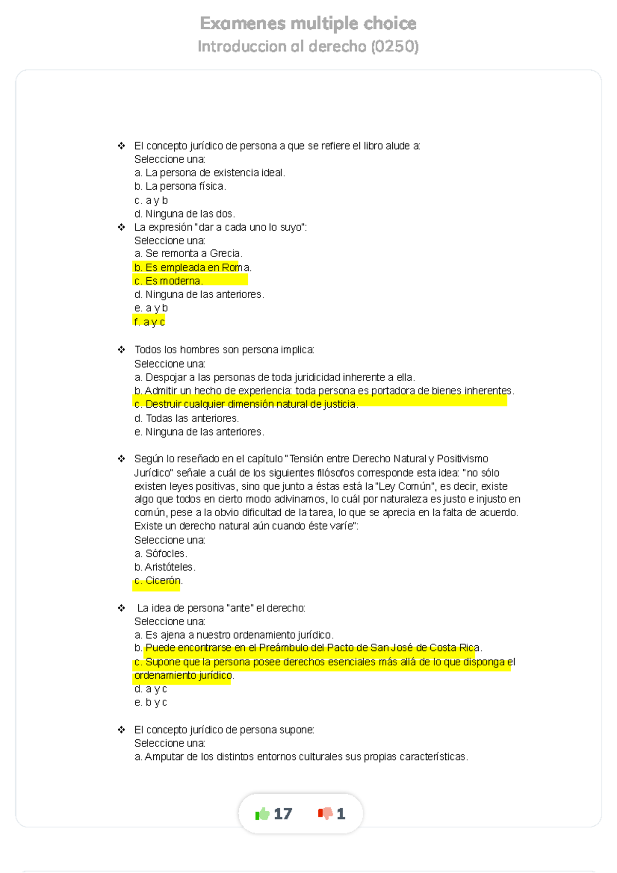 Examenes-multiple-choice compress - Examenes multiple choice Introduccion al derecho (0250) El ...