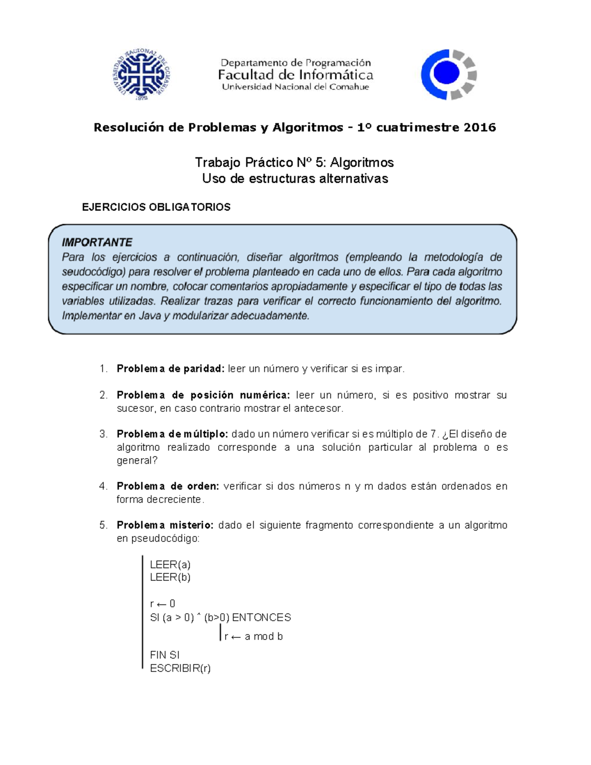 TP5 RPA 2015 - ejercicios de practica Tema 5 - Modularización - de ...
