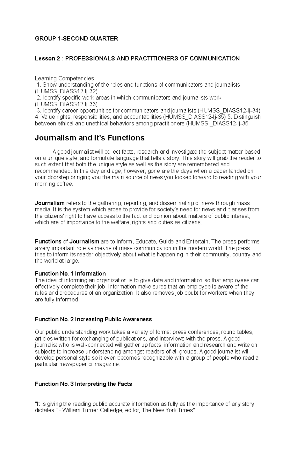 DIASS first semester, second quarter - GROUP 1-SECOND QUARTER Lesson 2 ...