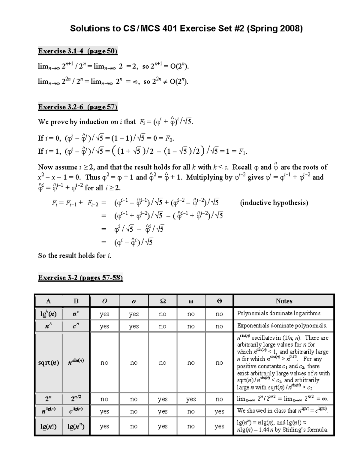 Solutions to CS-M CS 401 Exercises Week #2 - Solutions to CS / MCS 401 ...