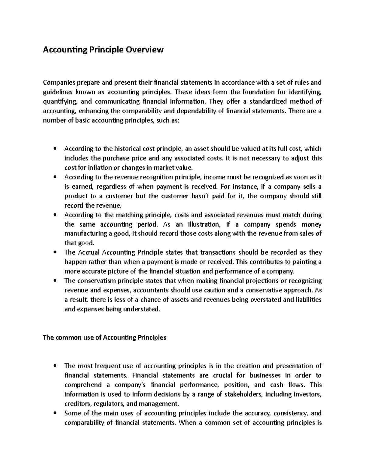 Lecture Notes - Accounting Principle Overview - Accounting Principle ...