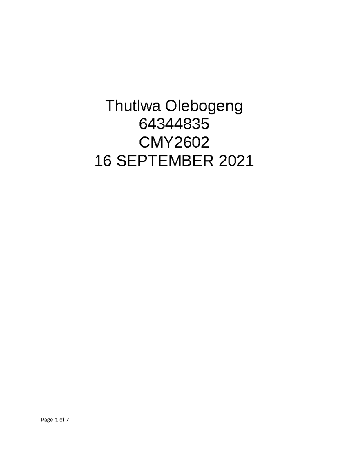 CMY2602 TO 64344835 - Long question - Thutlwa Olebogeng 64344835 CMY 16 ...