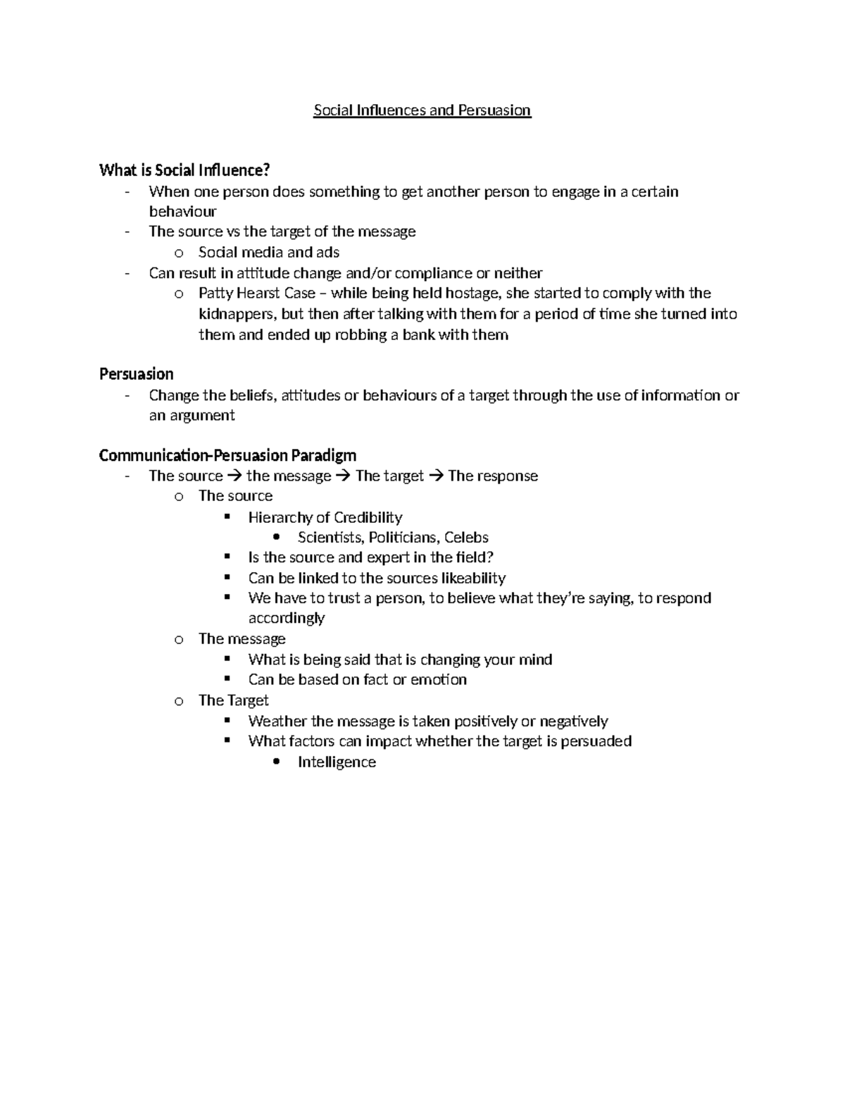 Social Psychology - LEC 6 - Social Influences and Persuasion What is ...