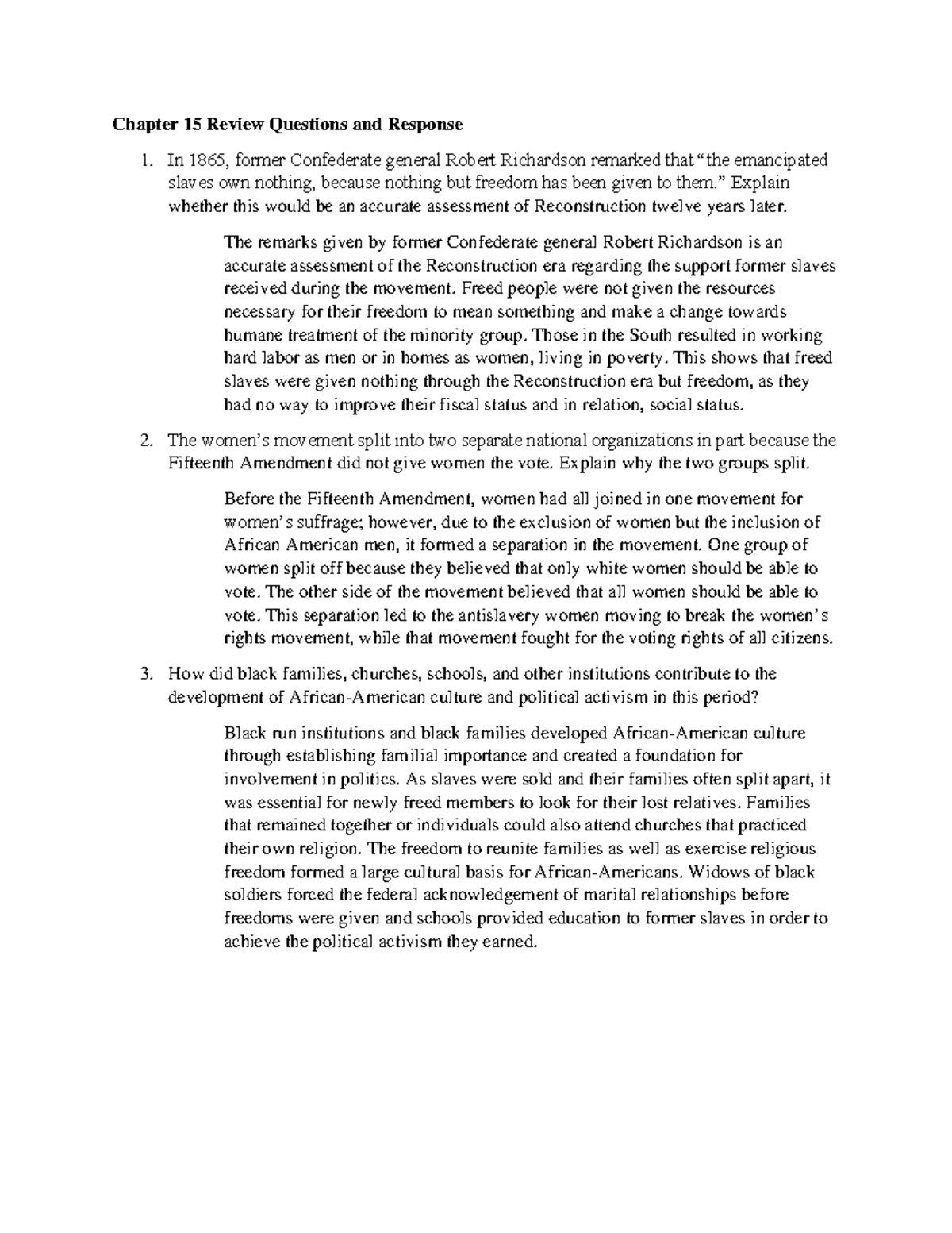 Ch15 Question Response - Chapter 15 Review Questions and Response In ...