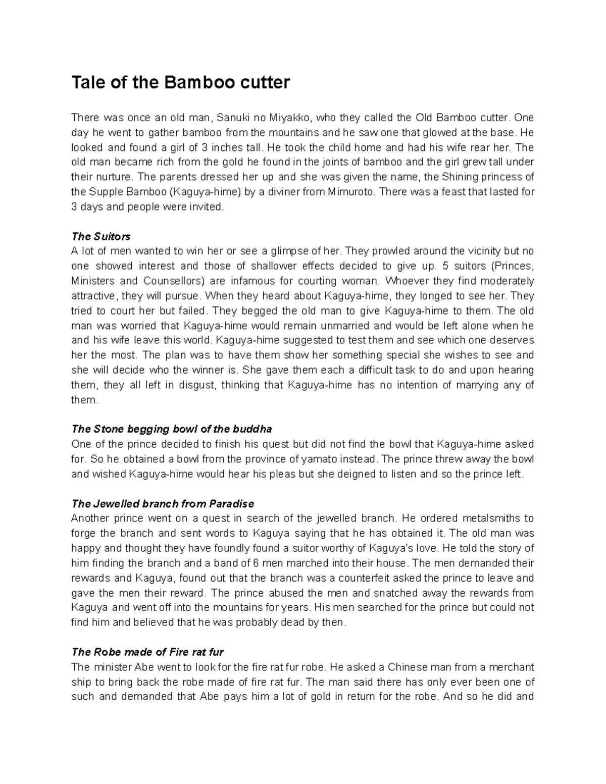 CHAPTER 2 - TALE OF THE BAMBOO CUTTER - Tale of the Bamboo cutter There ...