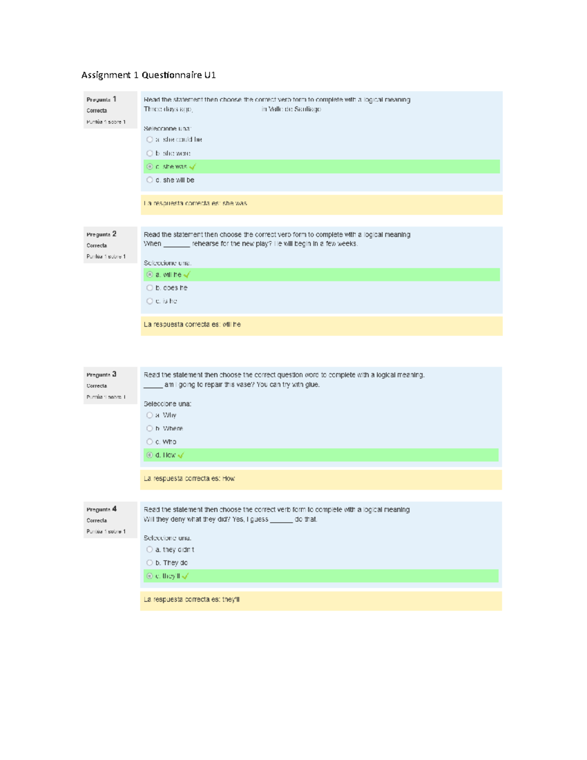 Assignment 1 Questionnaire U1 Examen 1 - Inglés III - Assignment 1 Questionnaire U - Studocu