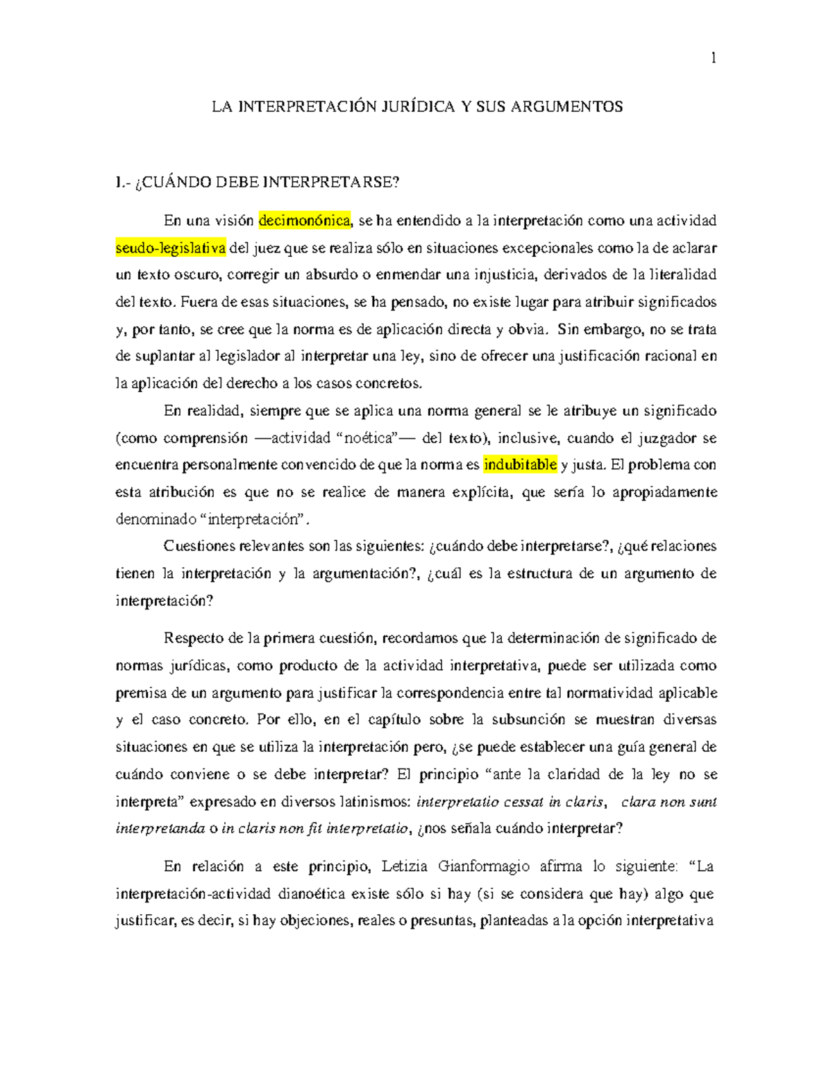 Argumento DE Interpretación - LA INTERPRETACIÓN JURÍDICA Y SUS ...