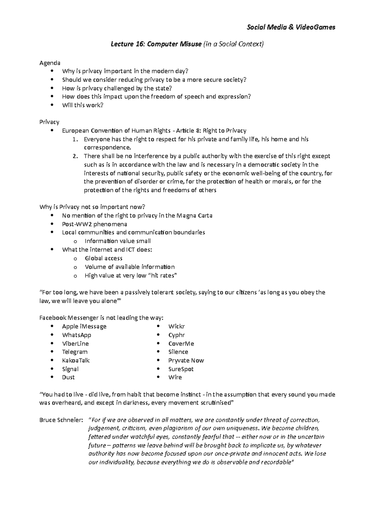 Computer Misuse - Everyone has the right to respect for his private and ...