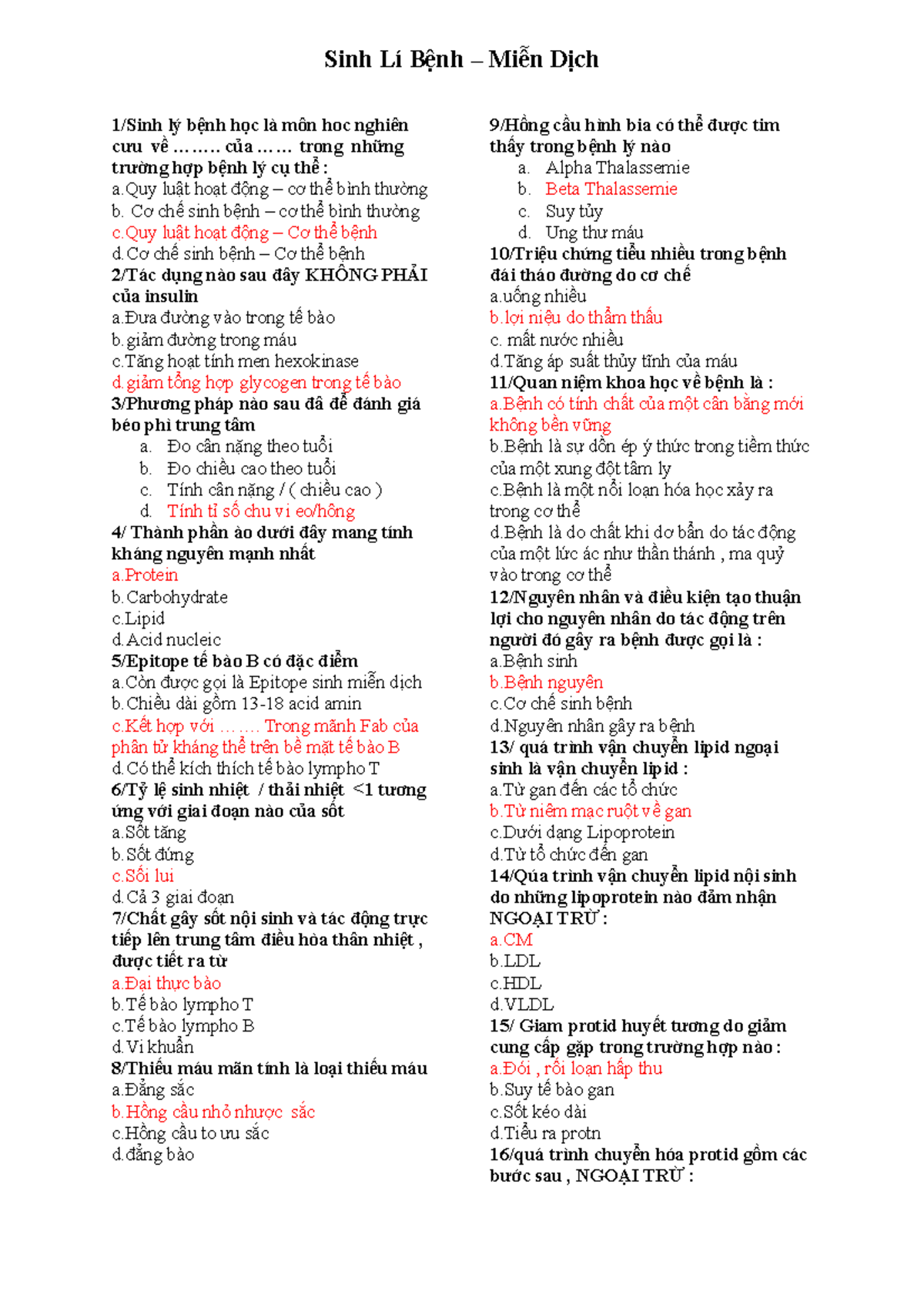 Sinh Lí Bệnh miễn dịch - Hay - Sinh Lí Bệnh – Miễn Dịch 1/Sinh lý bệnh ...