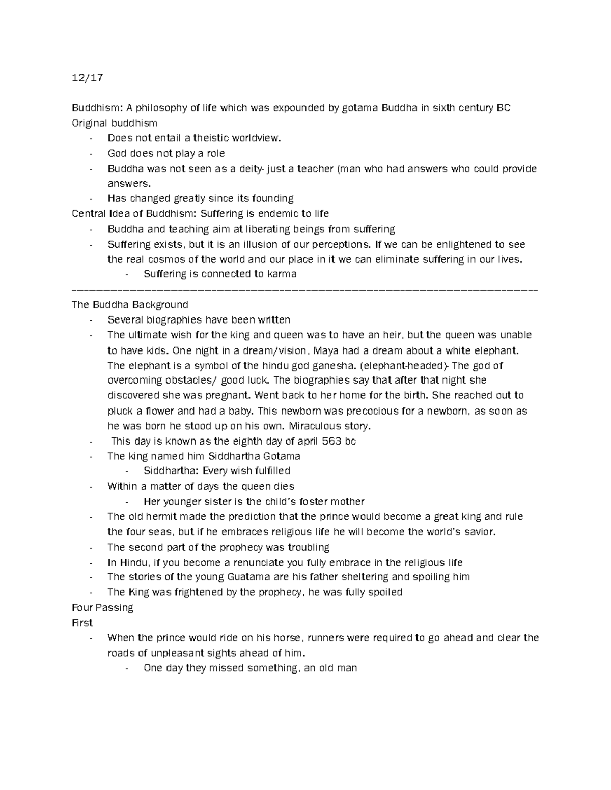Buddhism - Lecture notes 4 - 12/ Buddhism: A philosophy of life which ...