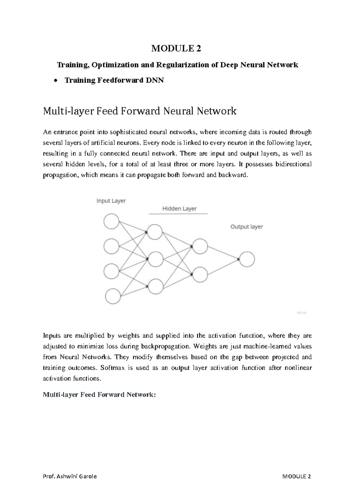 Module 2 - lllllllllllllllllllllllllllllllll - MODULE 2 Training, Optimization and ...