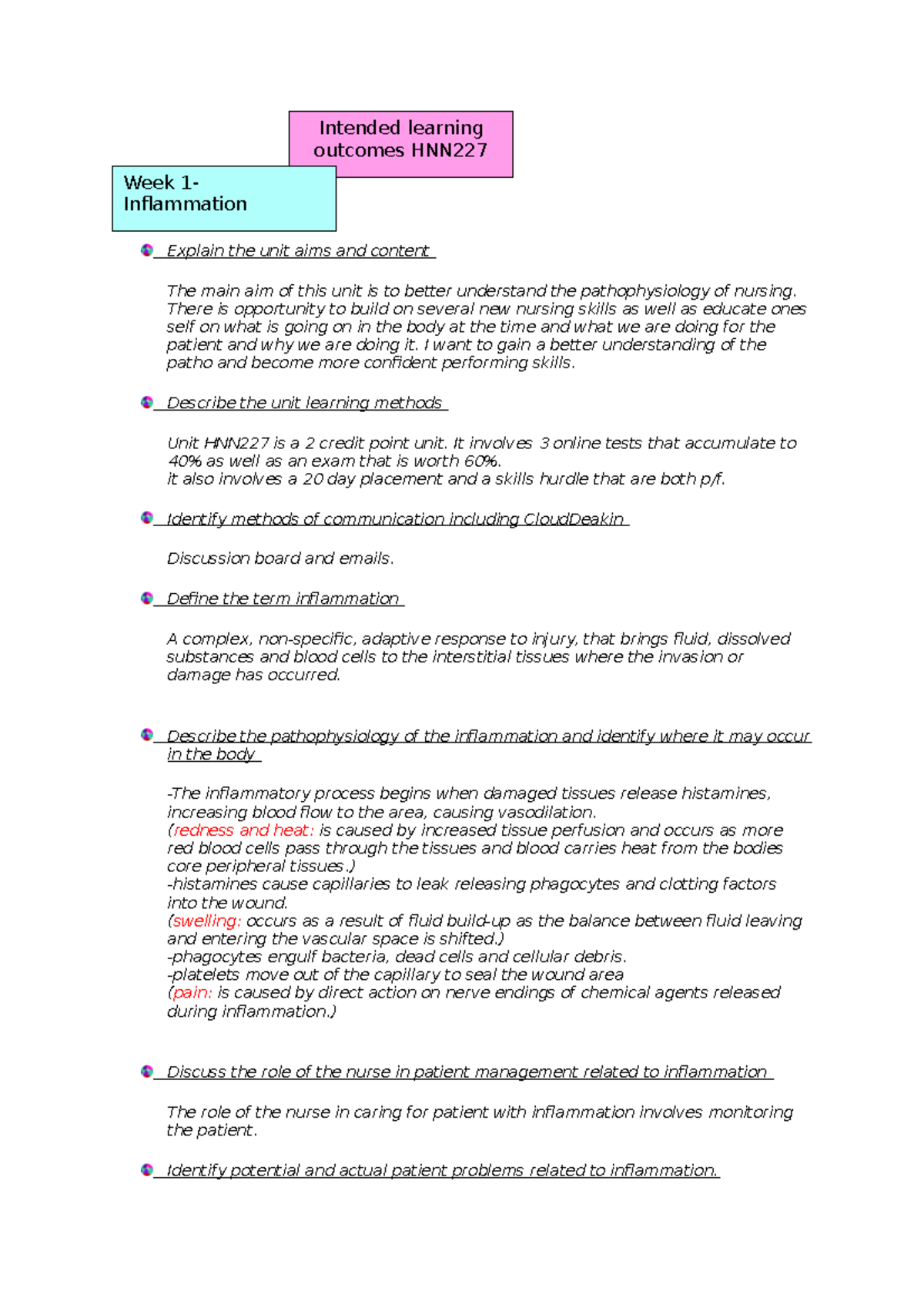 Unit learning outcomes - Explain the unit aims and content The main aim ...
