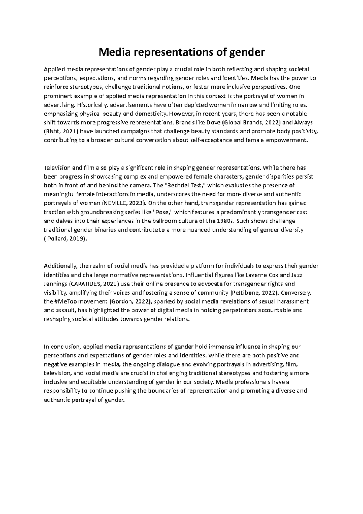 Week 10 Media representations of gender - Media representations of ...