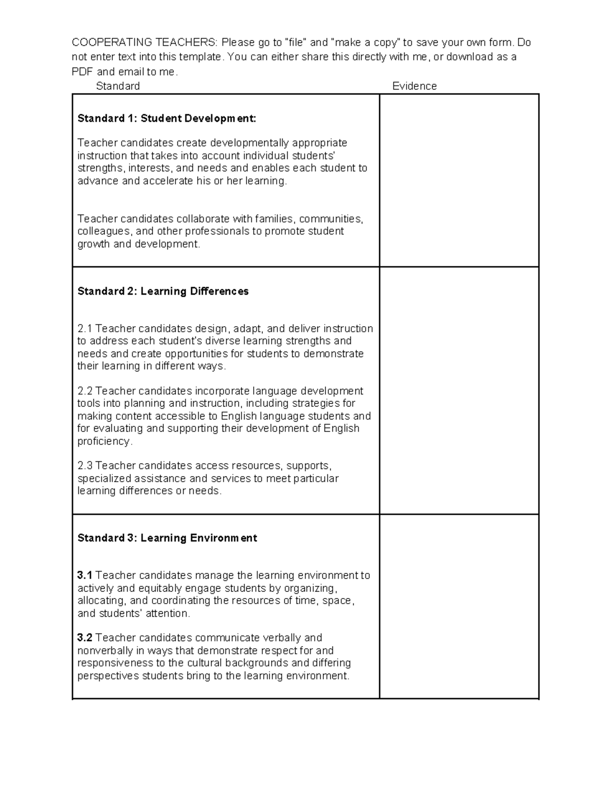 Cooperating Teacher Feedback Form Template- Observations 2, 3, 4 ...