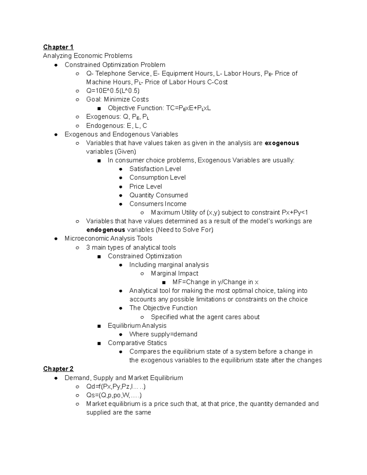 Econ 2150 B - Lecture notes - Chapter 1 Analyzing Economic Problems ...