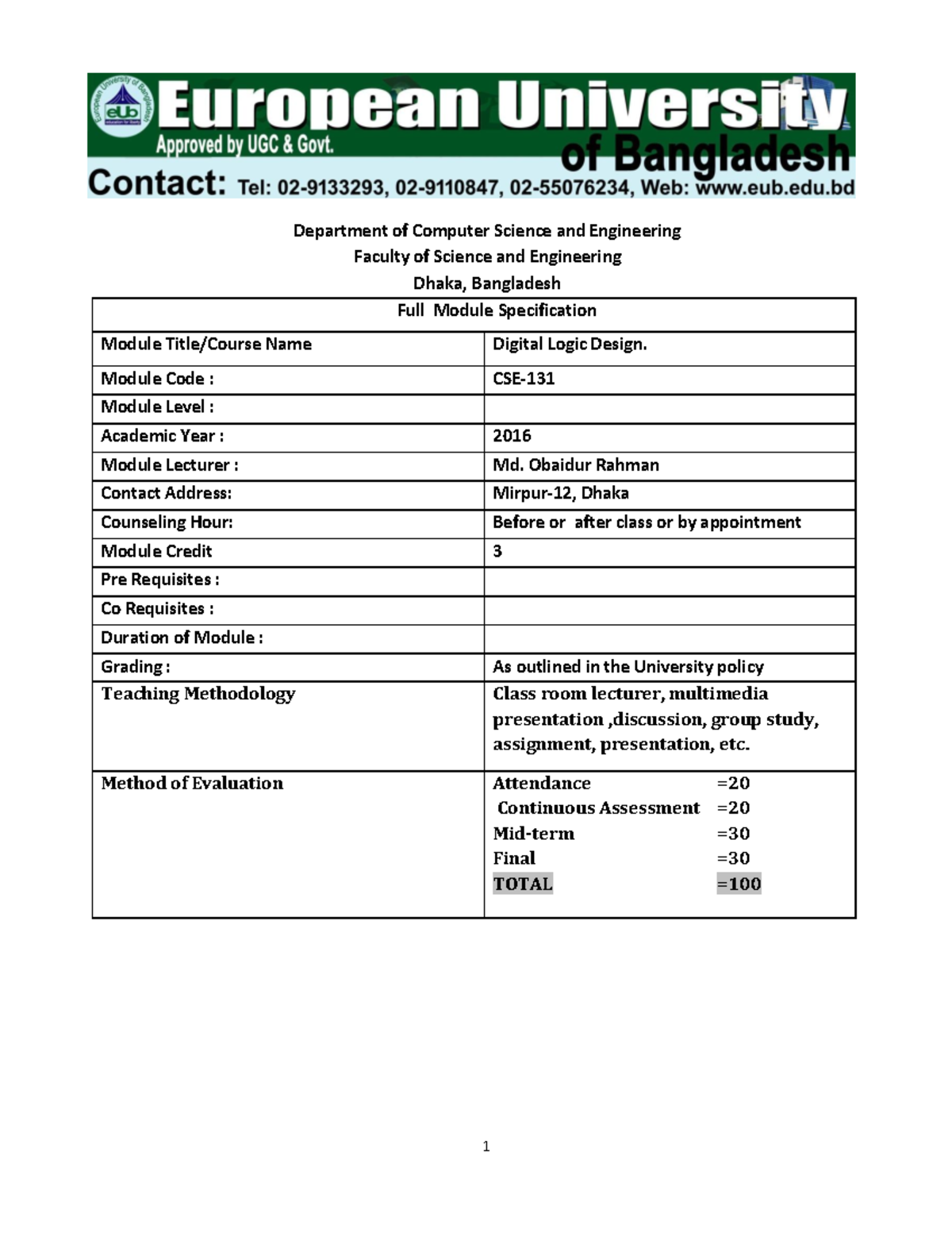 CSE-213 - CSE - Department of Computer Science and Engineering Faculty of Science and ...