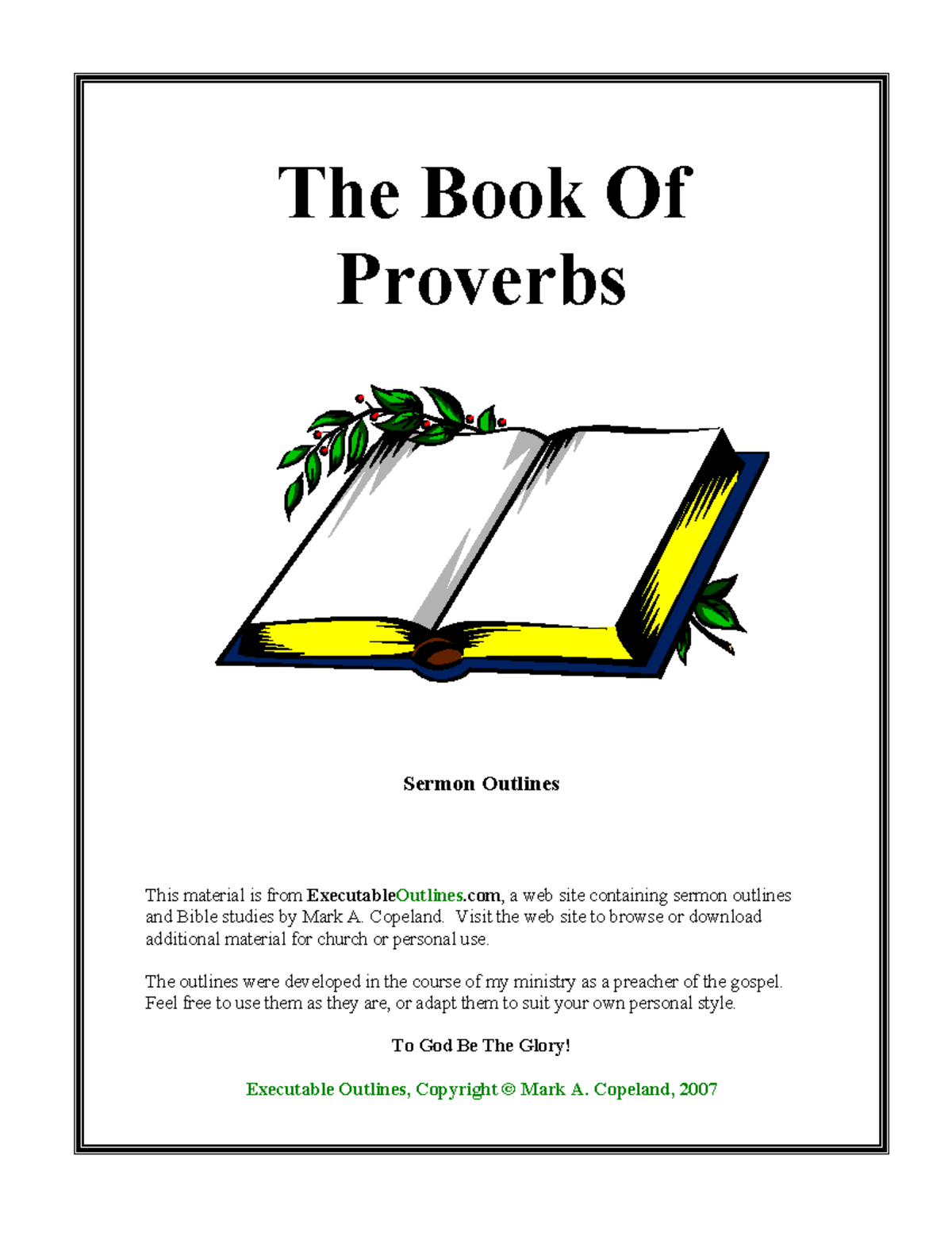 BOOK OF Proverb - good - The Book Of Proverbs Sermon Outlines This ...