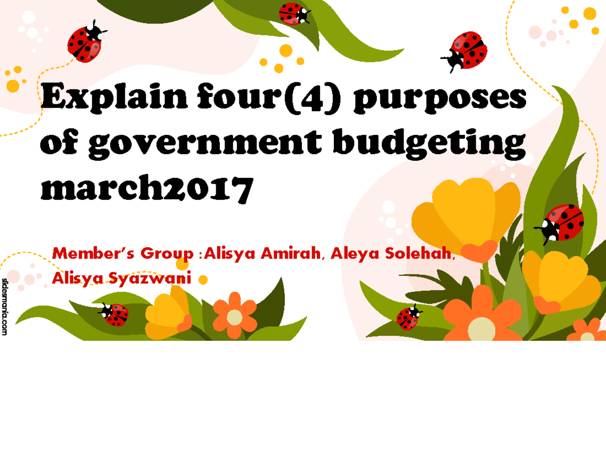 Pad370 presentation - Explain four(4) purposes of government budgeting ...