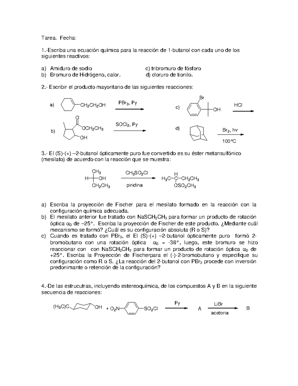 Tarea 1QO2 - Ejercicios para Quimica organica Alifatica y arromatica ...