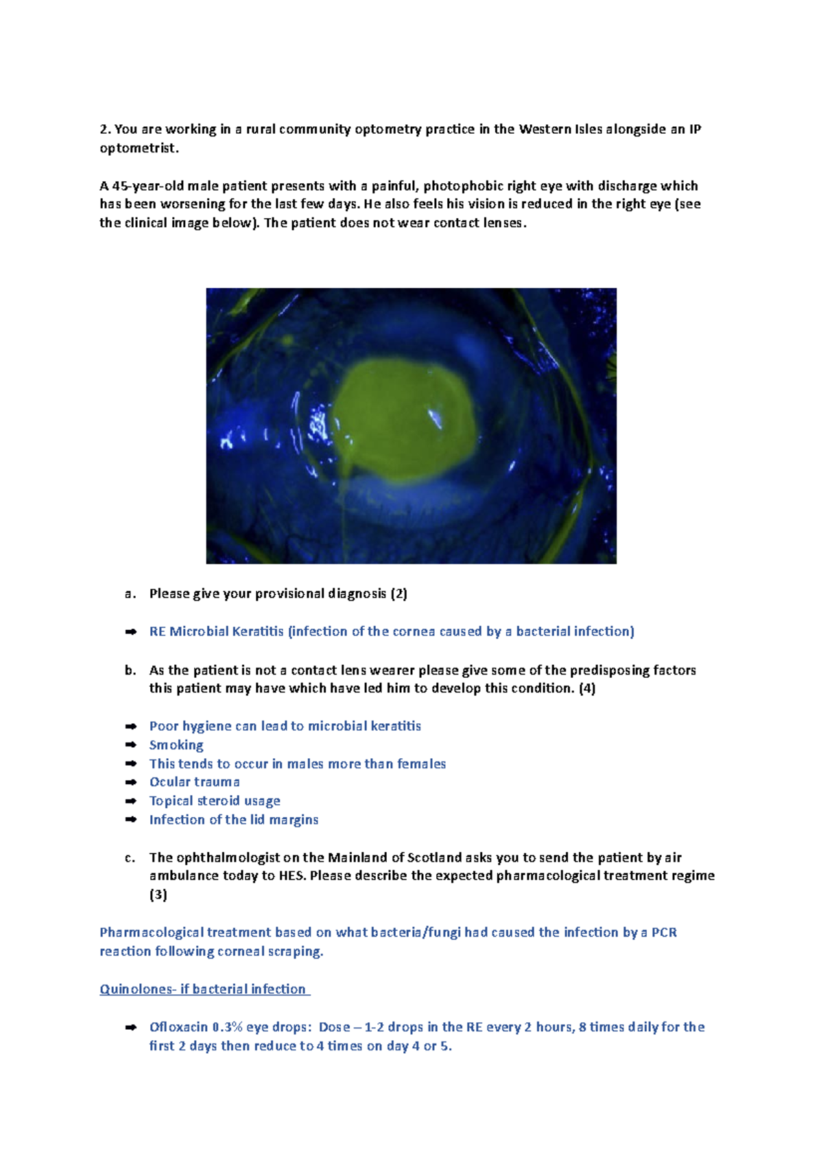 SCOT - n/a - You are working in a rural community optometry practice in ...