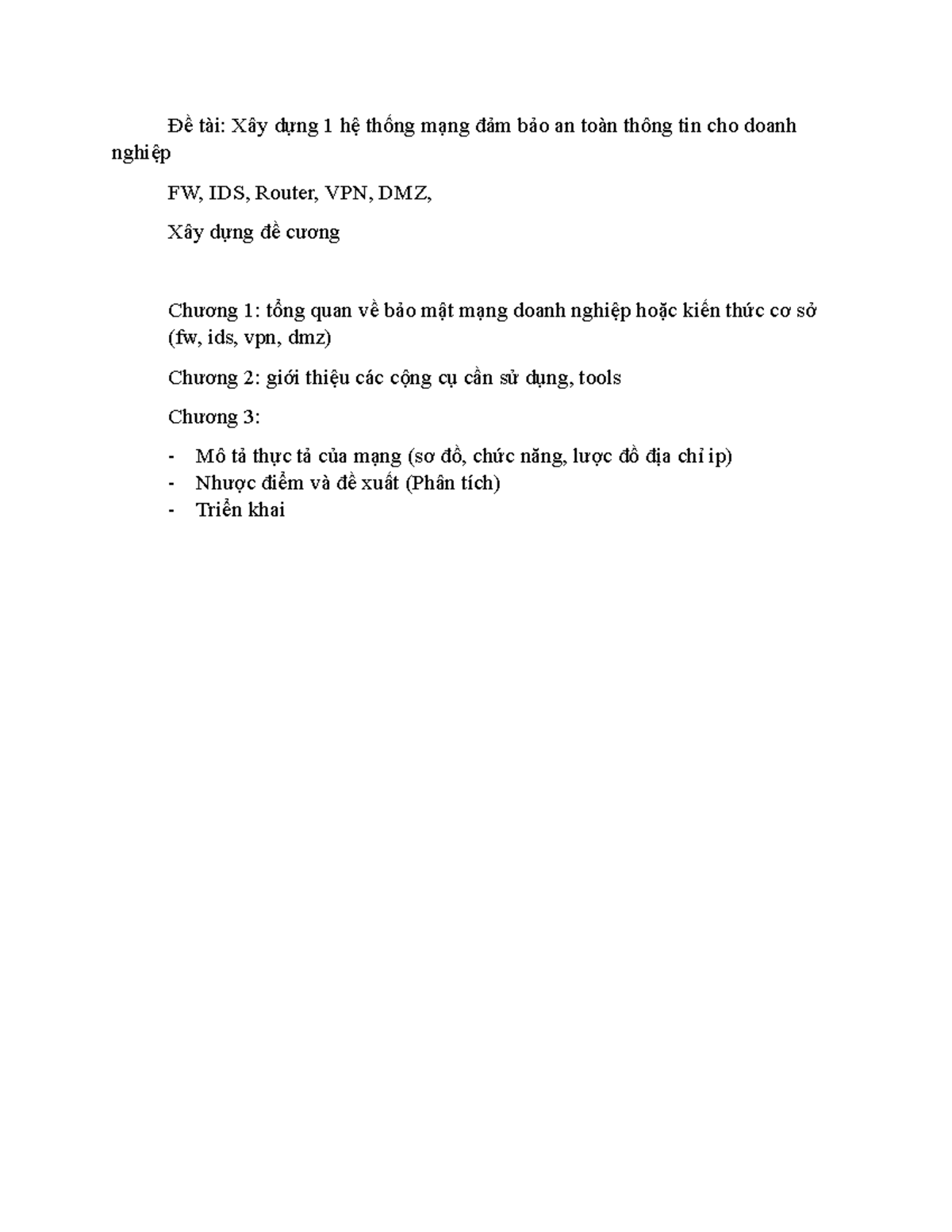 CS429 - hhe - Đề tài: Xây dựng 1 hệ thống mạng đảm bảo an toàn thông tin cho doanh nghiệp FW ...
