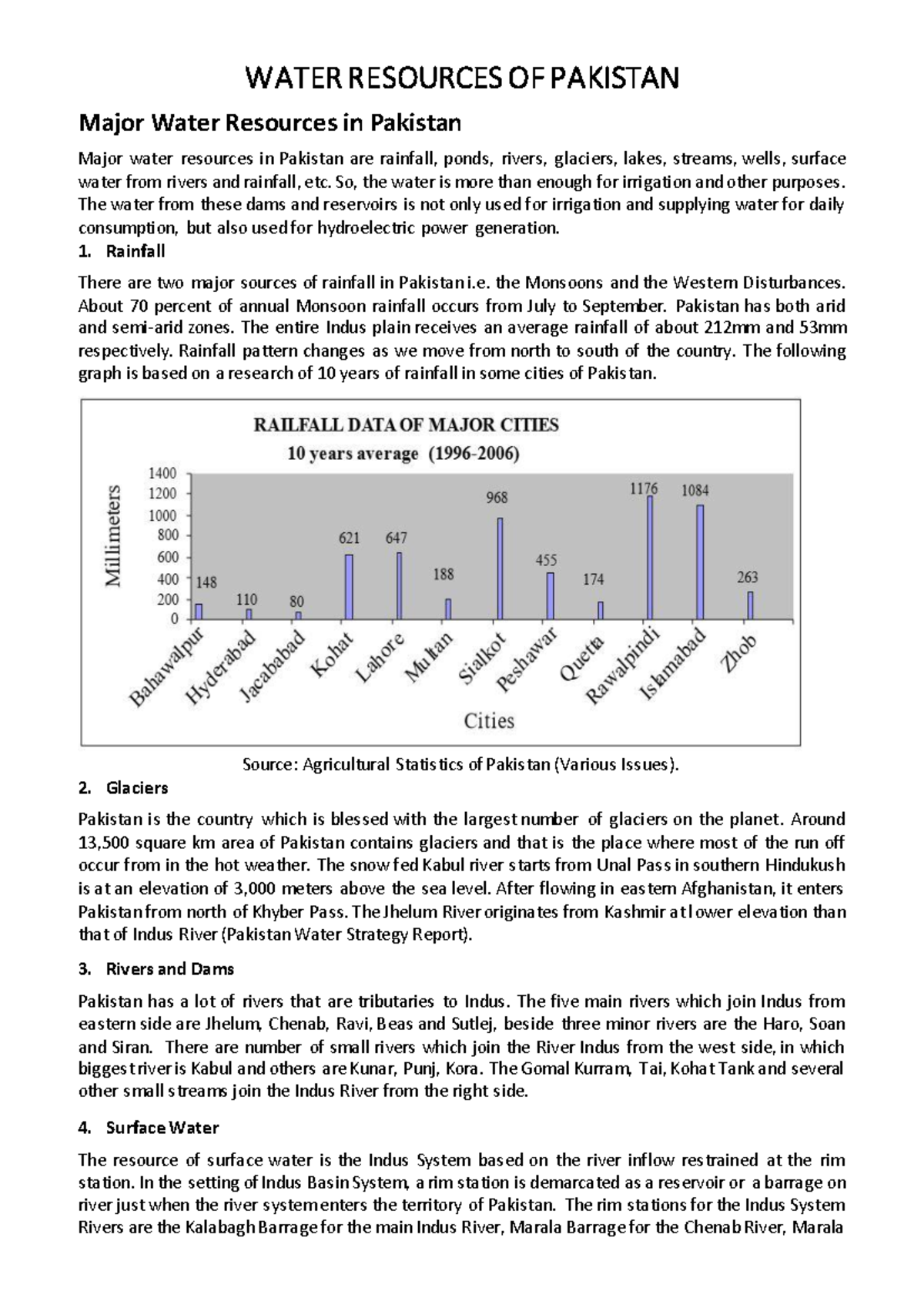 Water Resources of Pakistan - WATER RESOURCES OF PAKISTAN Major Water ...