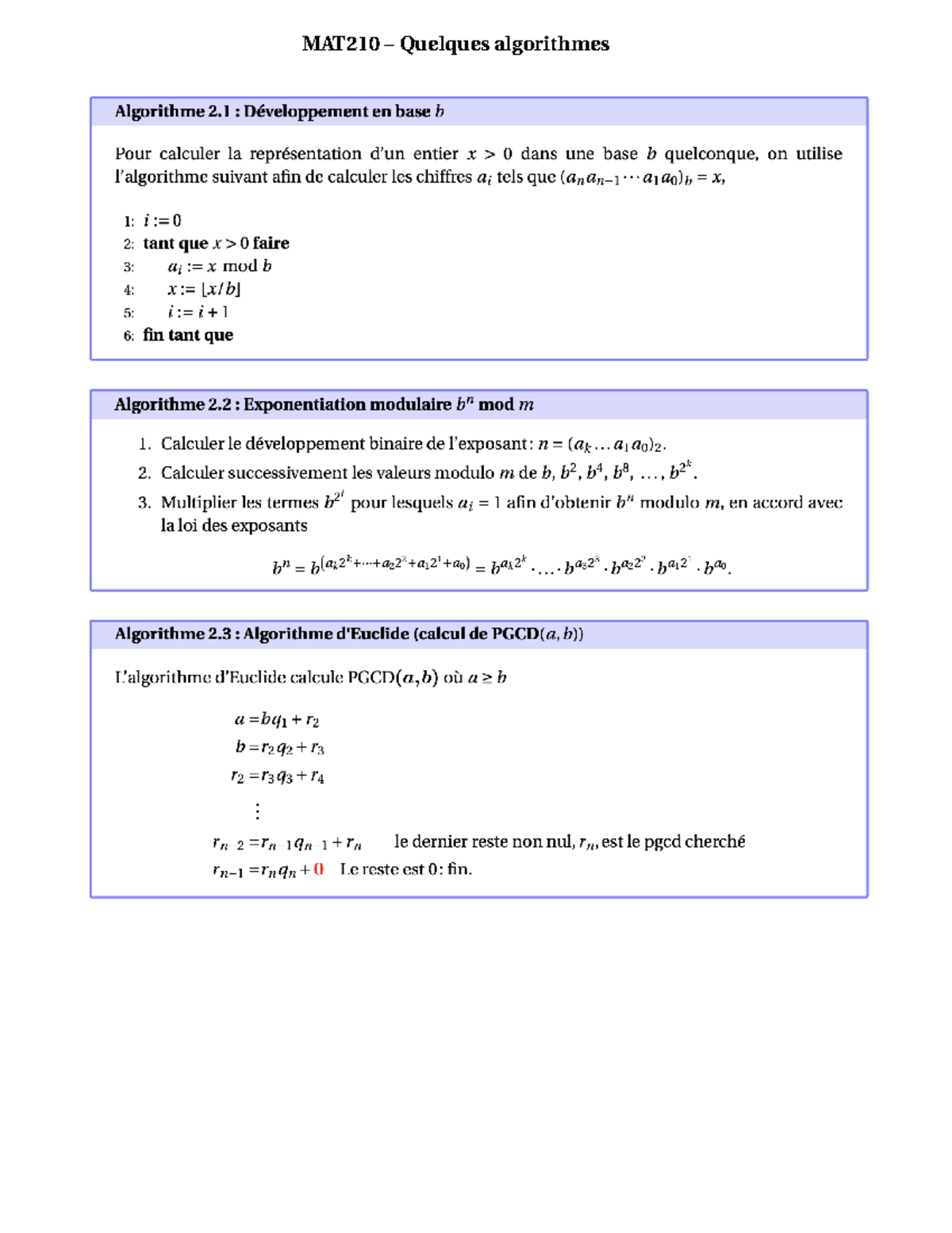 MAT210-Algorithmes - Résumé Logique et mathématiques discrètes - MAT210 ...