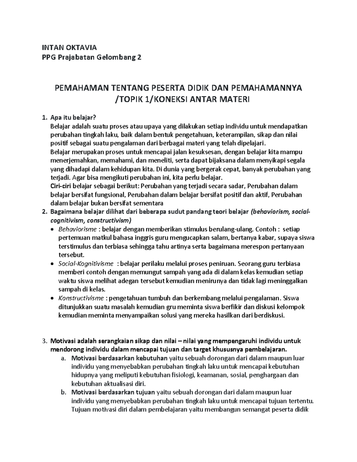 Koneksi Antar Materi - for PPG assignment - INTAN OKTAVIA PPG ...