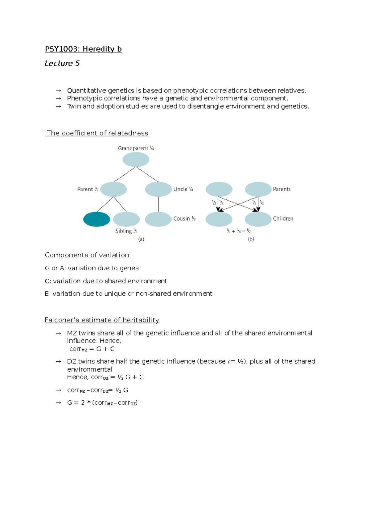 Evolution and Genetics: Heredity 2.0 - PSY1003: Heredity b Lecture 5 ...