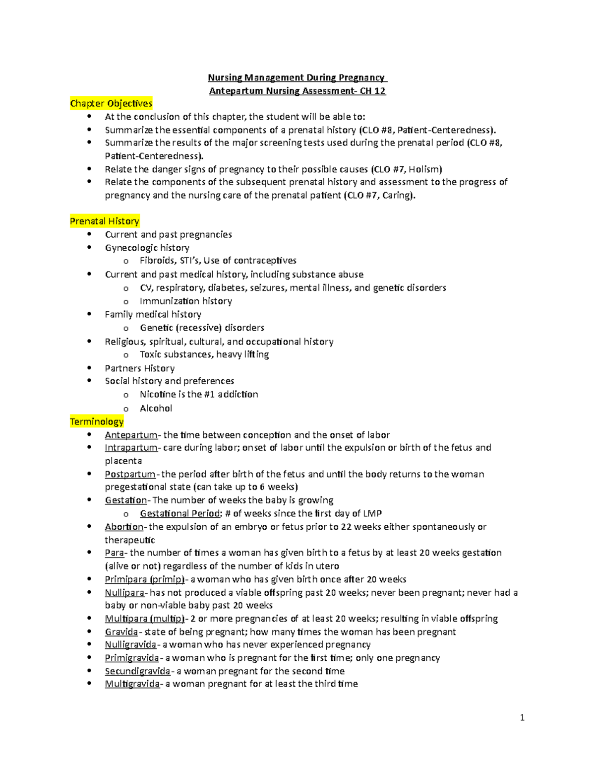 8- Exam 1- Nursing Management During Pregnancy - Nursing Management ...